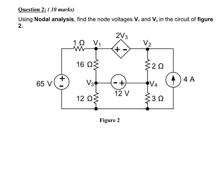 Solved Question 2: (10 marks) Using Nodal analysis, find the | Chegg.com