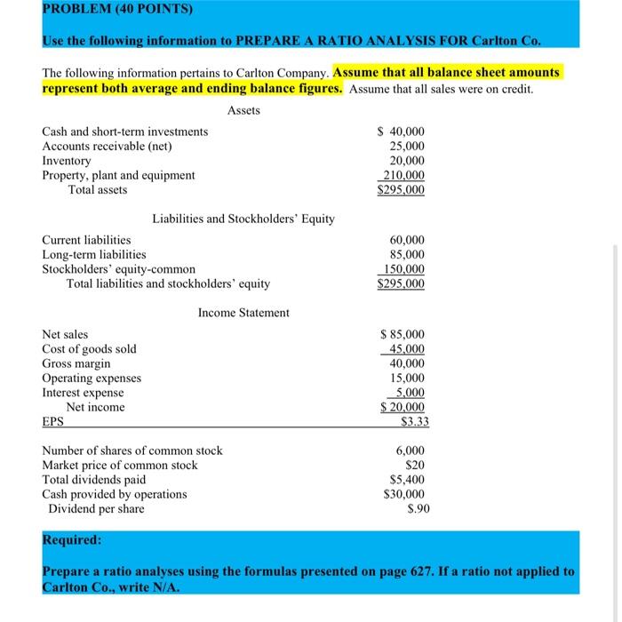Solved DR Carlton Co. nce sheet amounts ; were on credit. | Chegg.com