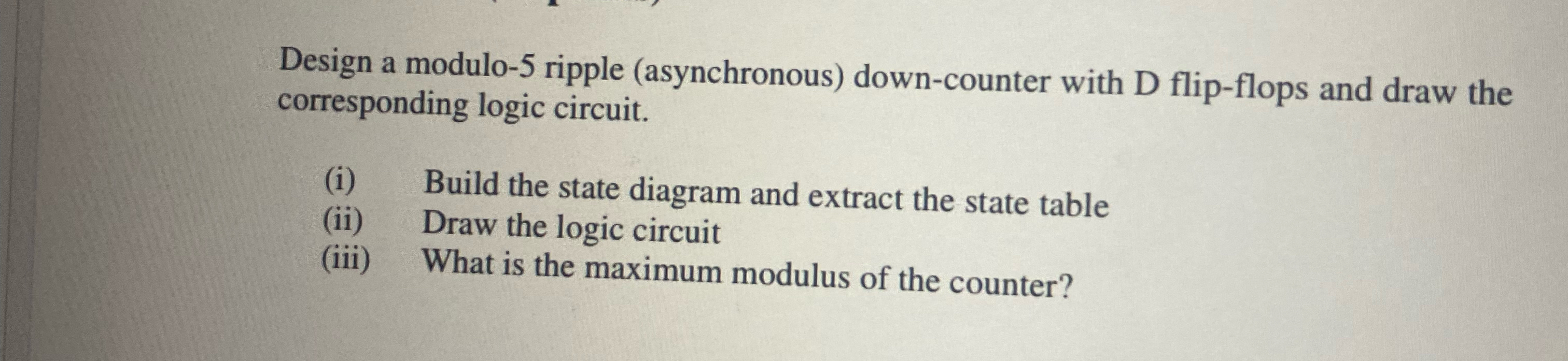 Solved Design a modulo-5 ﻿ripple (asynchronous) | Chegg.com