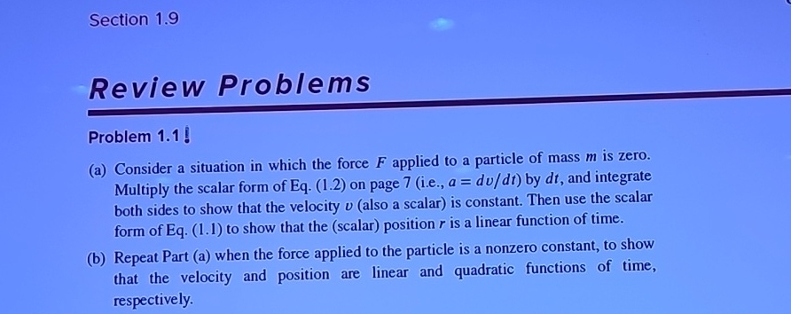 Solved Section 1.9Review ProblemsProblem 1.1 !(a) ﻿Consider | Chegg.com