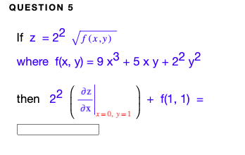 Solved QUESTION 5If z=22f(x,y)2where f(x,y)=9x3+5xy+22y2then | Chegg.com