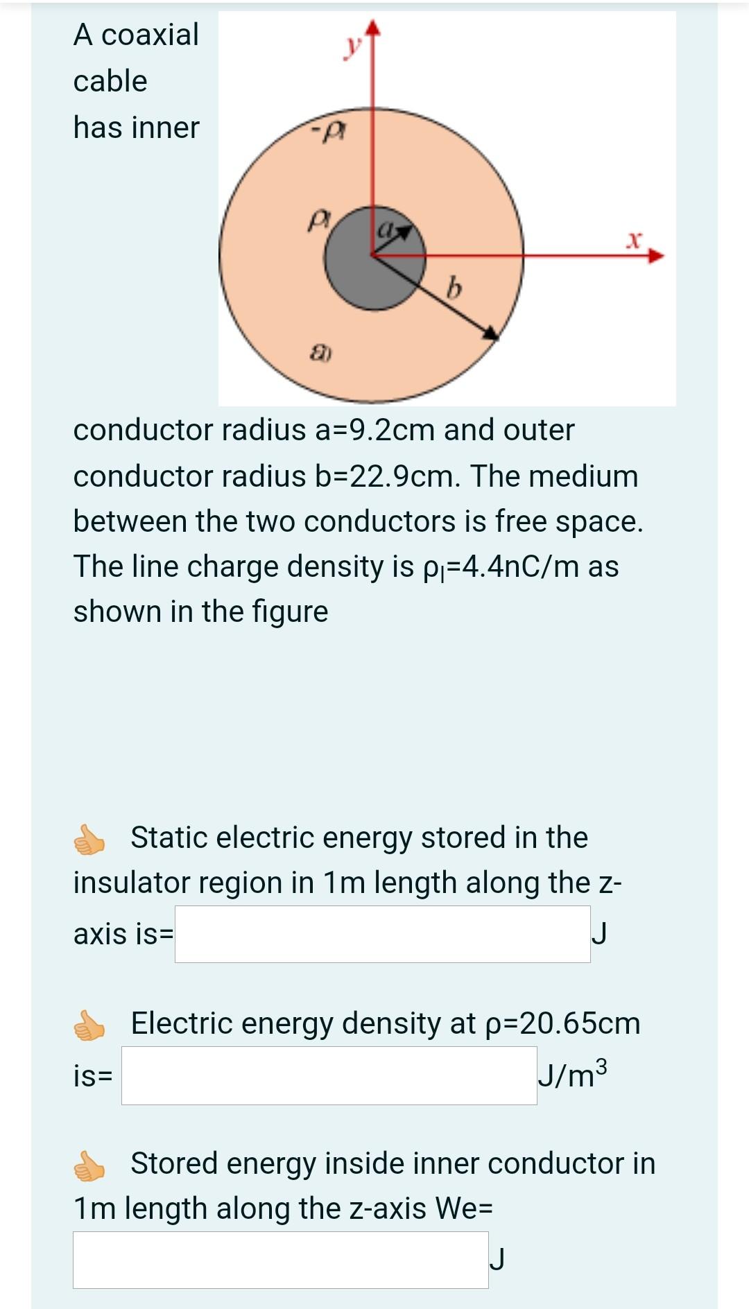 Solved A coaxial cable has inner b 9 conductor radius | Chegg.com