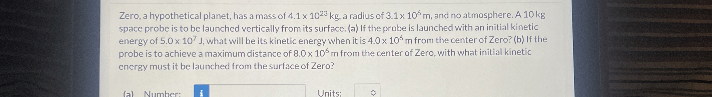 Solved Zero, a hypothetical planet, has a mass of | Chegg.com