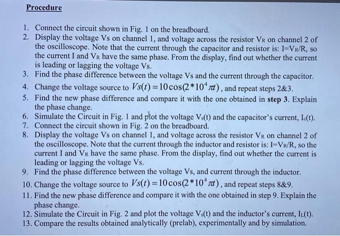 Solved Procedure 1. Connect the circuit shown in Fig. 1 on | Chegg.com