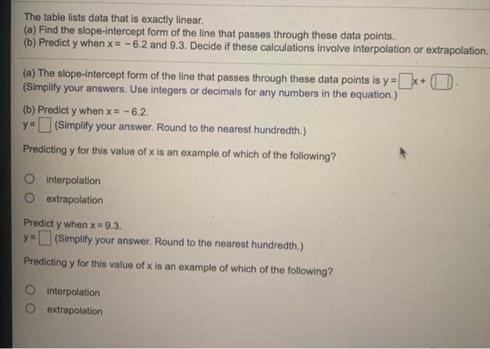 Solved The table lists data that is exactly linear. (a) Find | Chegg.com