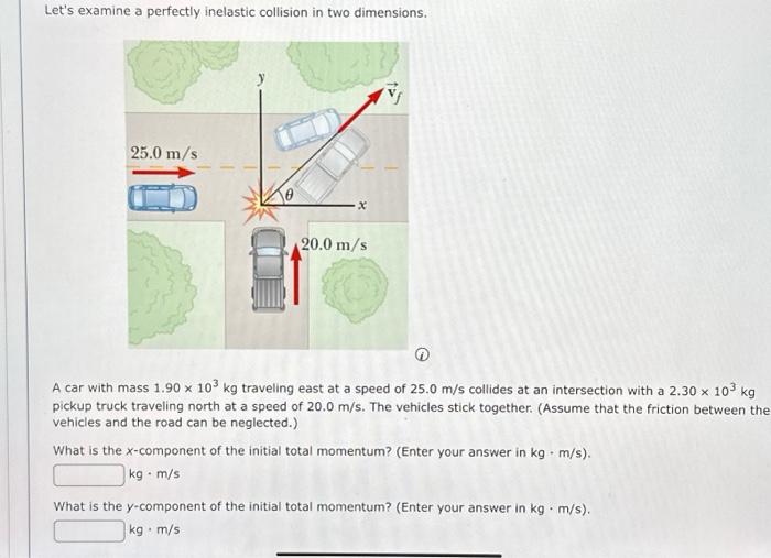 Solved Let's examine a perfectly inelastic collision in two | Chegg.com