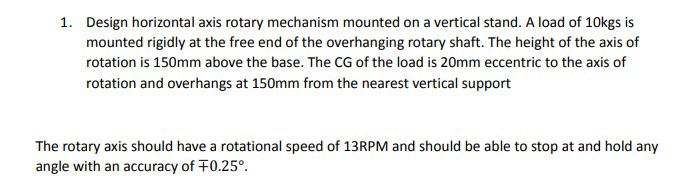 Solved Design horizontal axis rotary mechanism mounted on a | Chegg.com