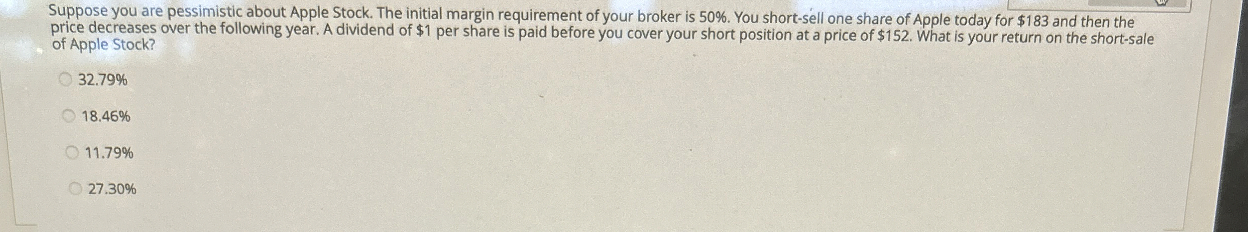 Solved Suppose you are pessimistic about Apple Stock. The | Chegg.com