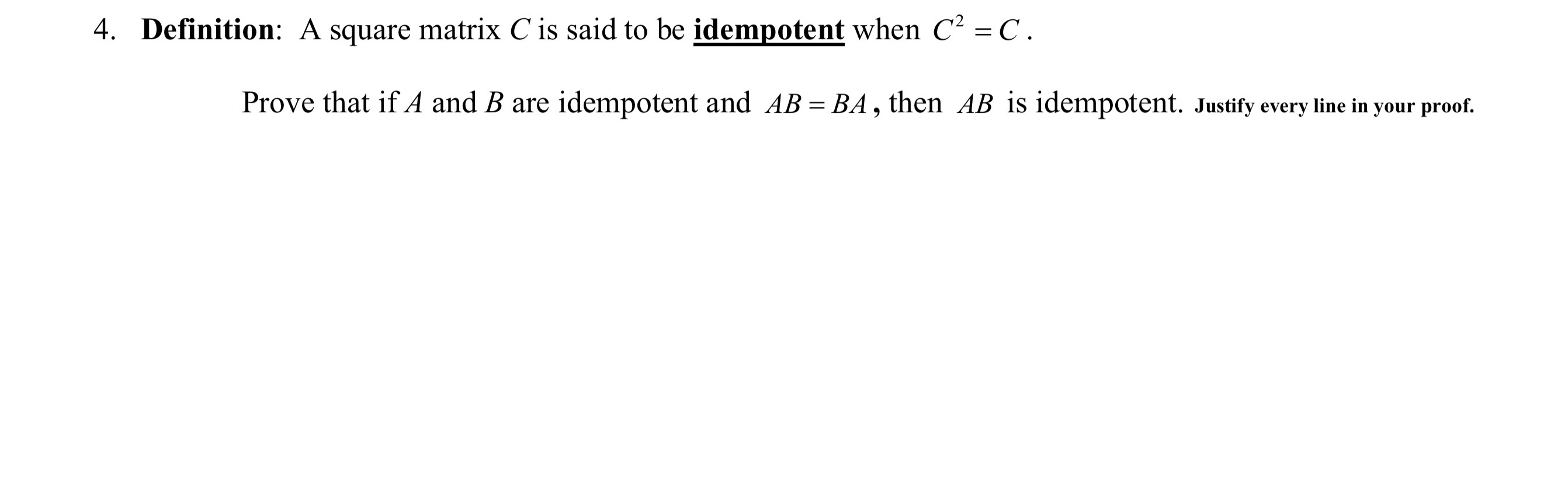 Solved Definition: A square matrix C ﻿is said to be | Chegg.com