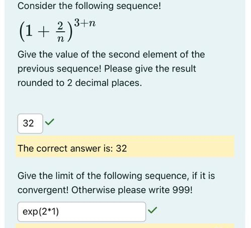 Solved Consider the following sequence!(1+2n)3+nGive the | Chegg.com