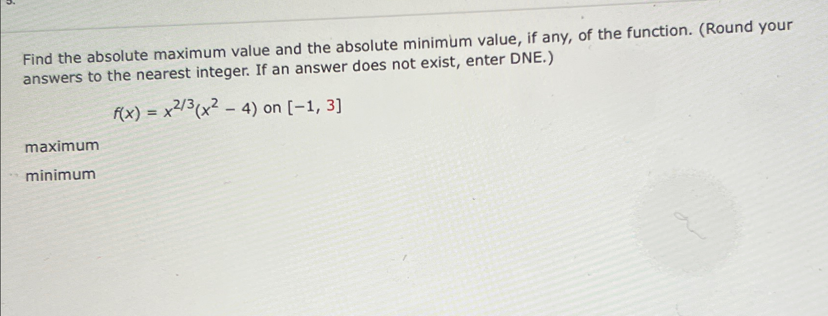 Solved Find the absolute maximum value and the absolute | Chegg.com