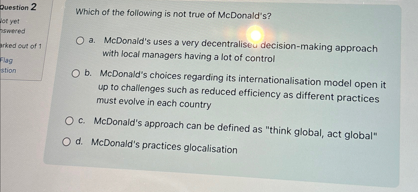Solved Which of the following is not true of McDonald's?a. | Chegg.com