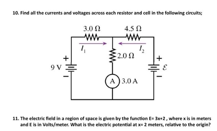 Solved 10. Find all the currents and voltages across each | Chegg.com