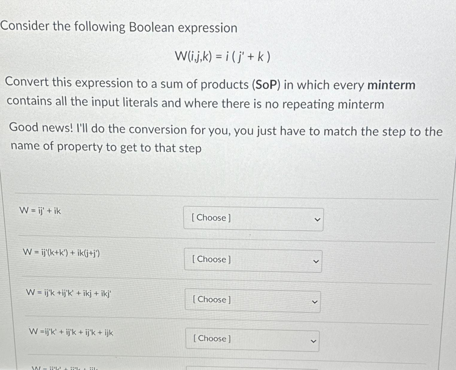 Solved Consider the following Boolean | Chegg.com
