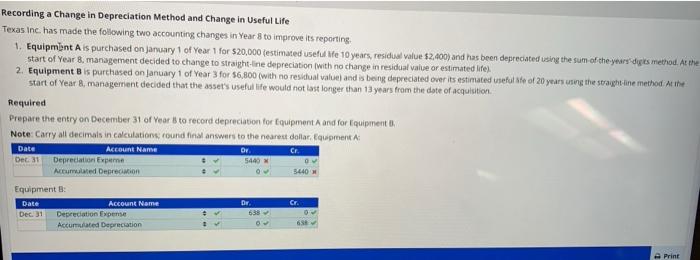 Solved Recording a Change in Depreciation Method and Change | Chegg.com