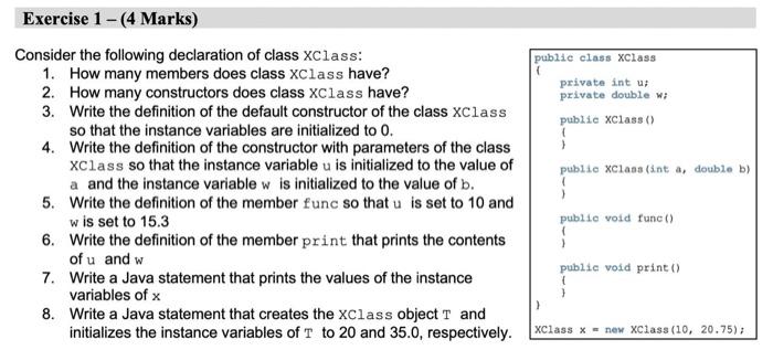 Solved Consider the following declaration of class xclass: | Chegg.com