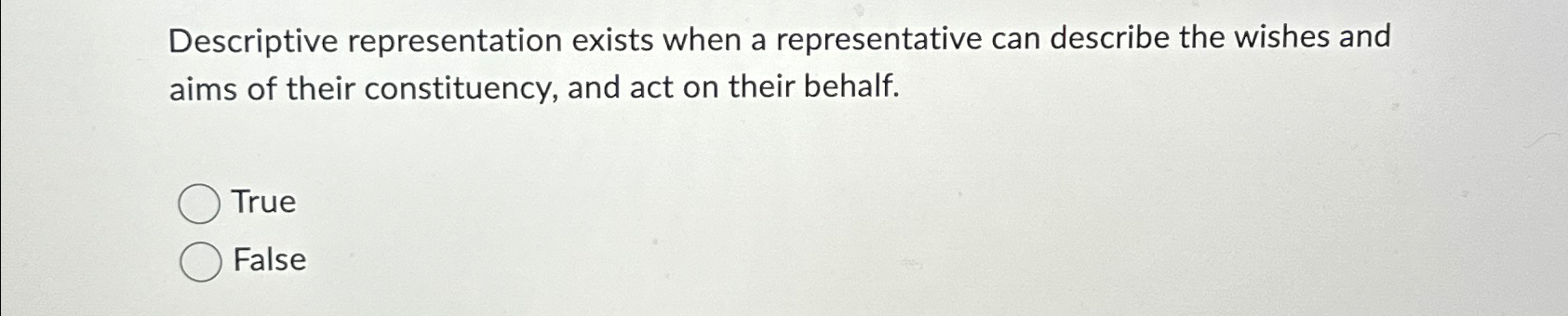 Solved Descriptive representation exists when a | Chegg.com