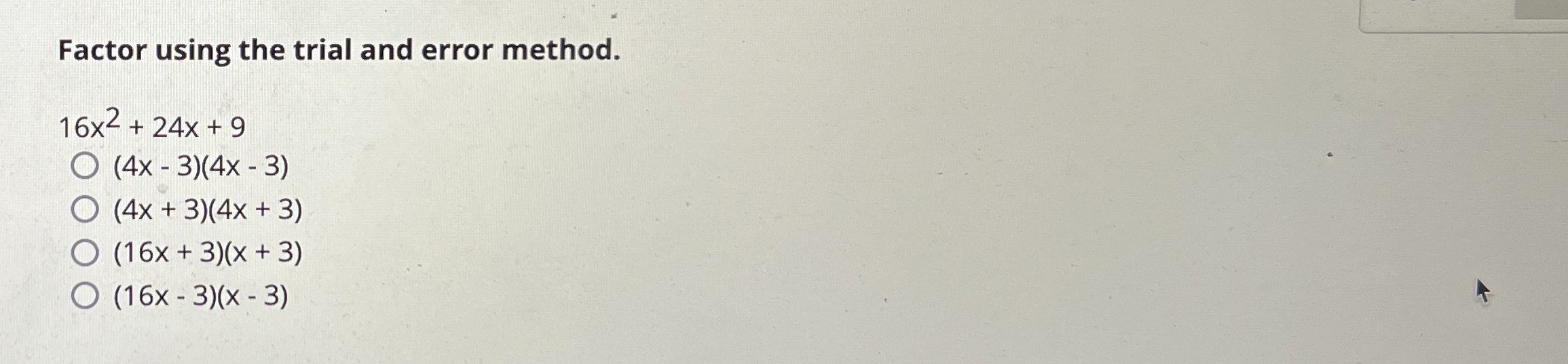 Solved Factor using the trial and error | Chegg.com