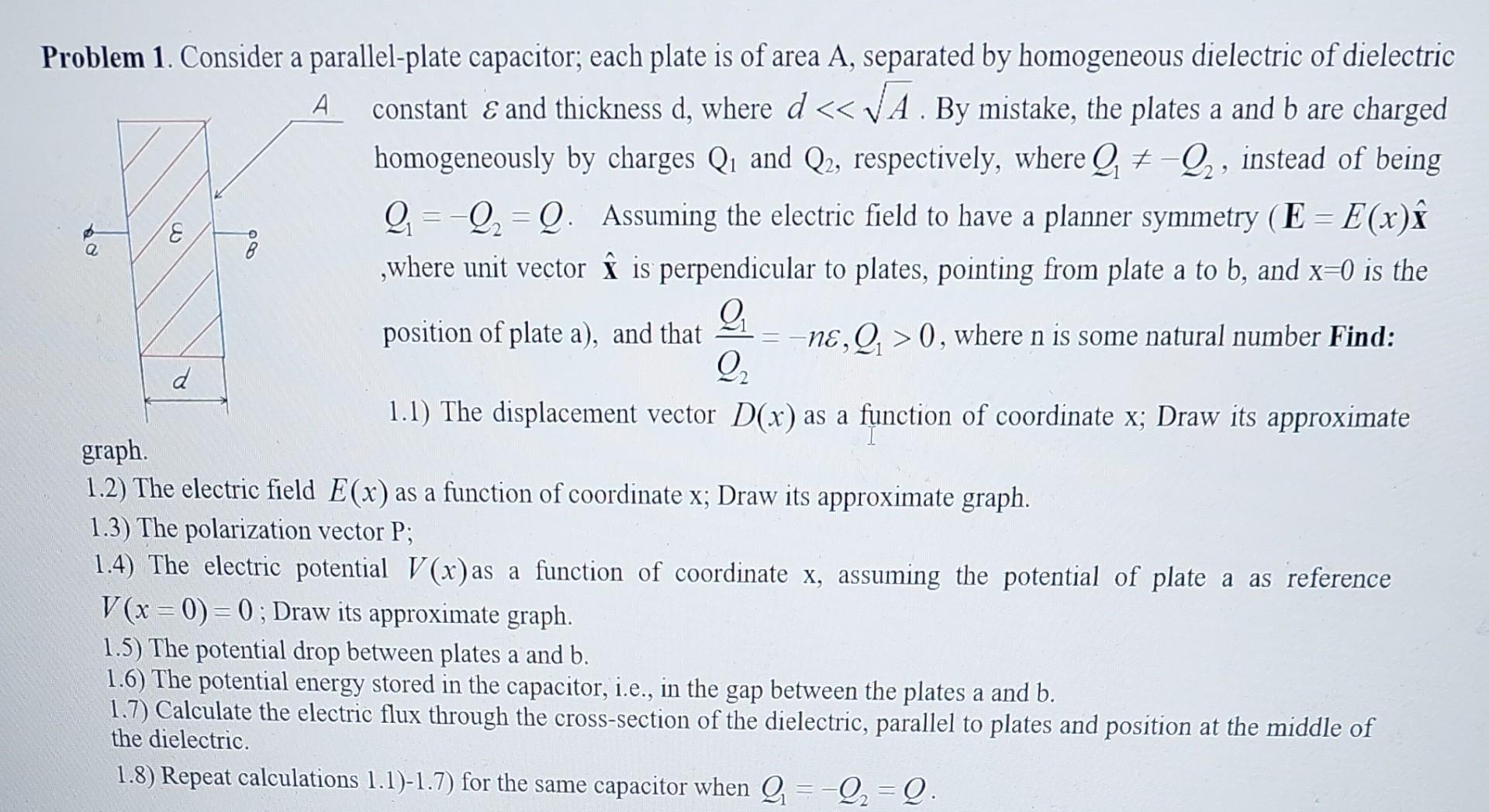 Solved Problem 1. Consider a parallel-plate capacitor; each | Chegg.com