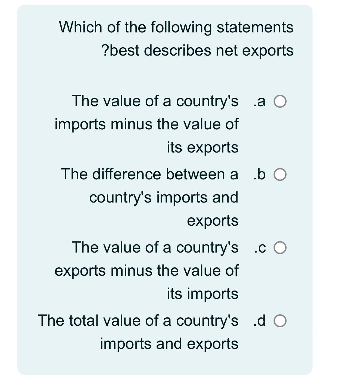 Solved Which of the following statements ?best describes net | Chegg.com
