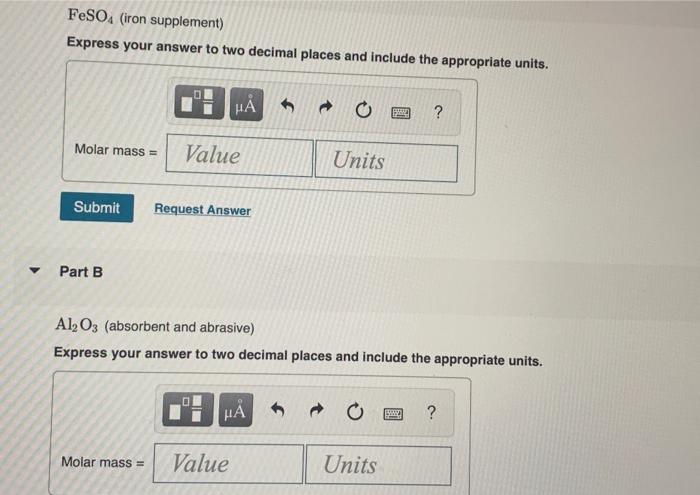 Solved FeSO4 (iron supplement) Express your answer to two | Chegg.com
