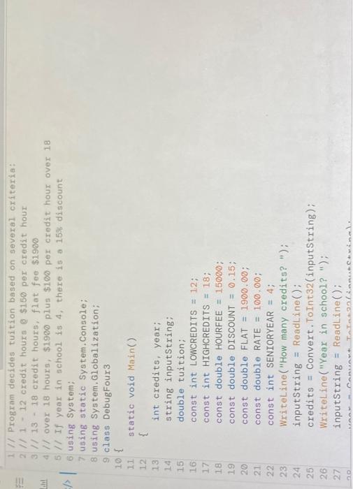 Solved The file DebugFour3.cs has syntax and/or logical | Chegg.com