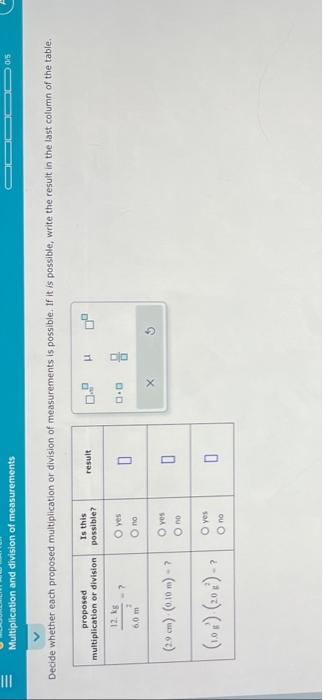 Solved Multiplication and division of measurements Decide | Chegg.com
