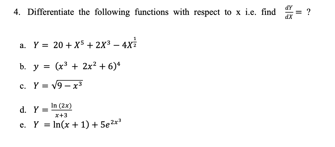 Solved Differentiate the following functions with respect to | Chegg.com