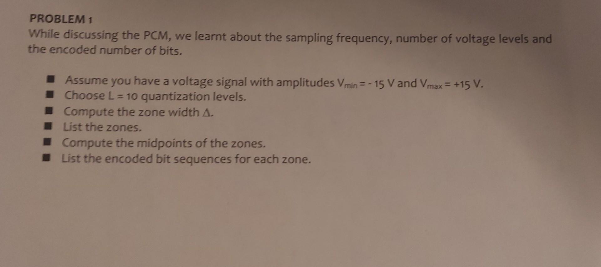 Solved PROBLEM 1 While discussing the PCM, we learnt about | Chegg.com