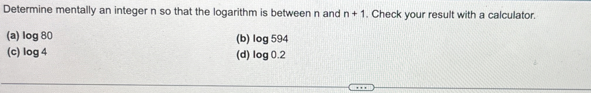 Solved Determine mentally an integer n ﻿so that the | Chegg.com