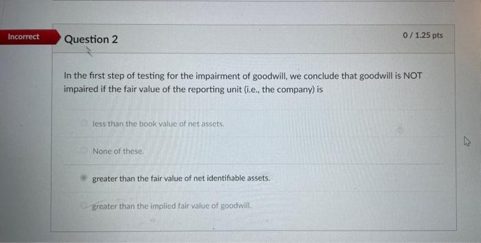 Solved In the first step of testing for the impairment of | Chegg.com