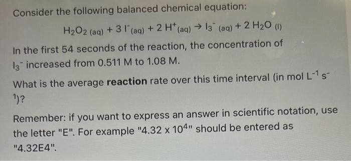 Solved Consider the following balanced chemical equation: | Chegg.com