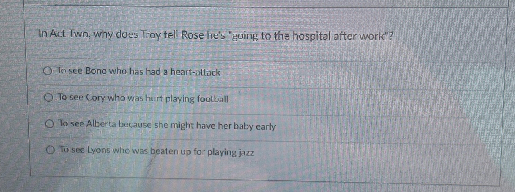 Solved In Act Two, why does Troy tell Rose he's "going to | Chegg.com