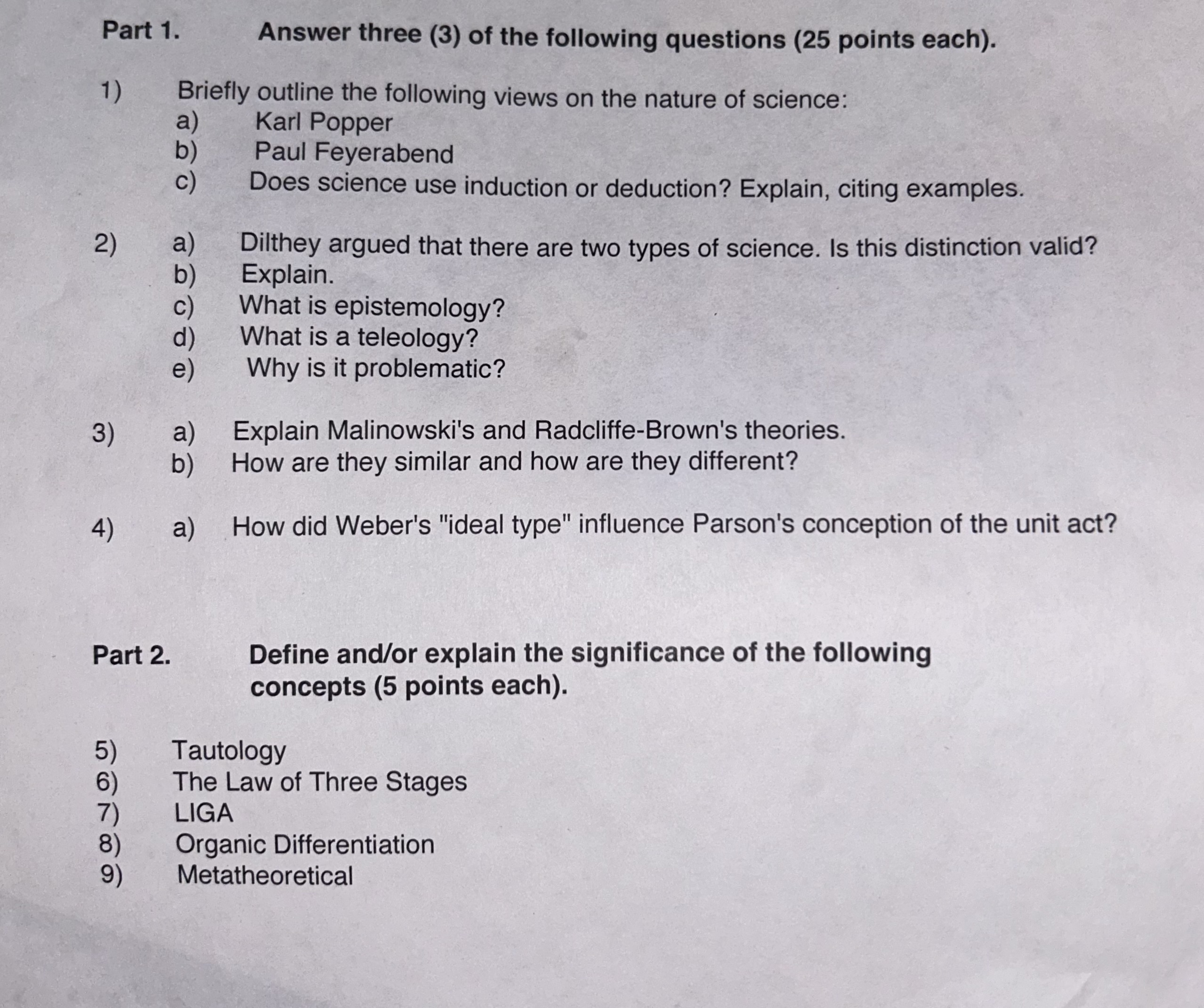 Solved Part 1. ﻿Answer three (3) ﻿of the following questions | Chegg.com