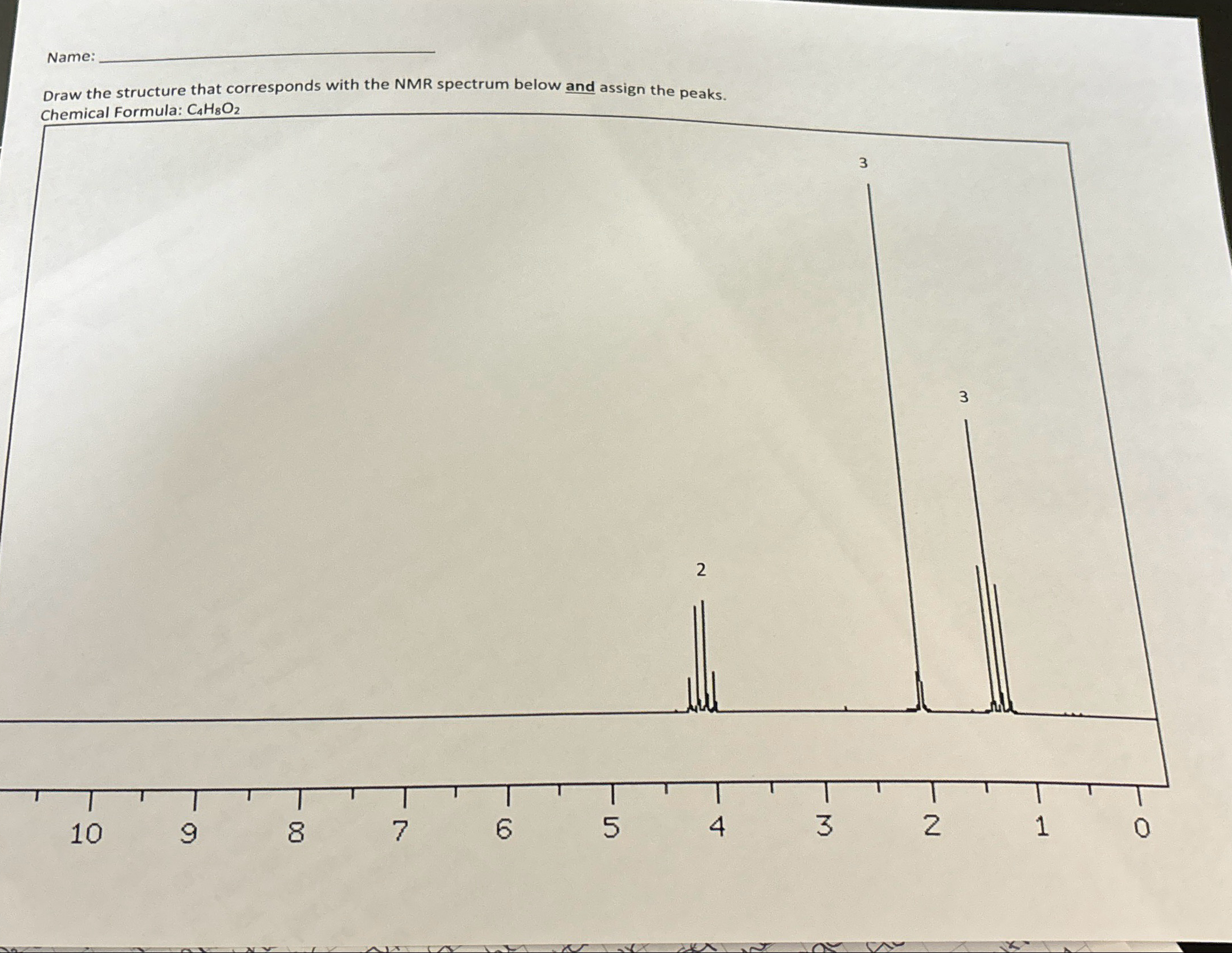 Solved Name:Draw the structure that corresponds with the NMR | Chegg.com