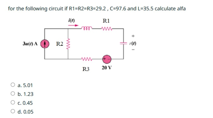 Solved for the following circuit if R1=R2=R3=29.2,C=97.6 | Chegg.com