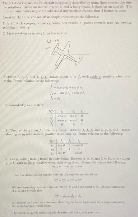 Solved The rotation kinematics for aircraft is typically | Chegg.com