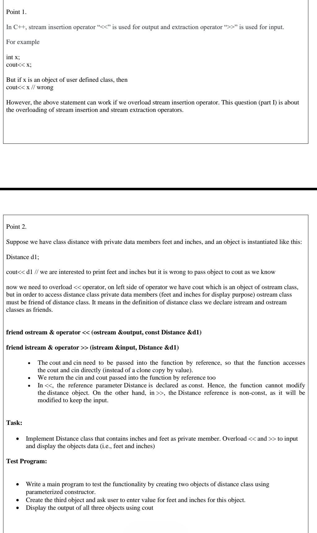 Solved Point 1 In C Stream Insertion Operator