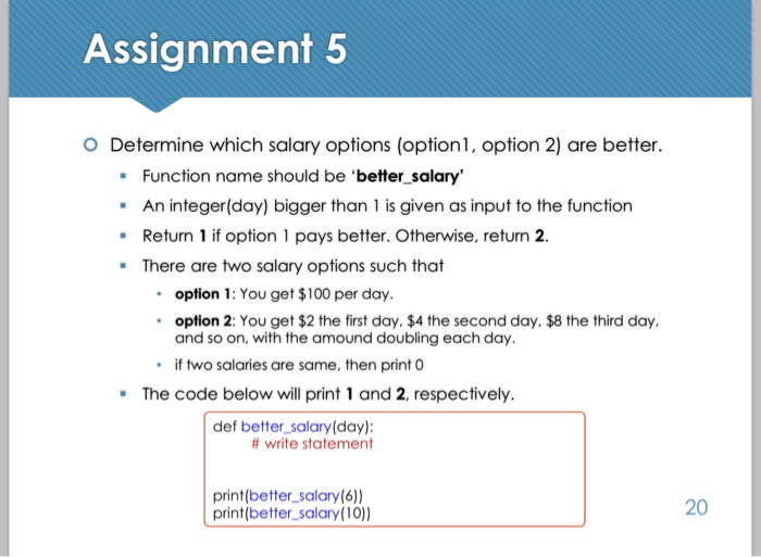 Solved Assignment 5 O Determine which salary options | Chegg.com