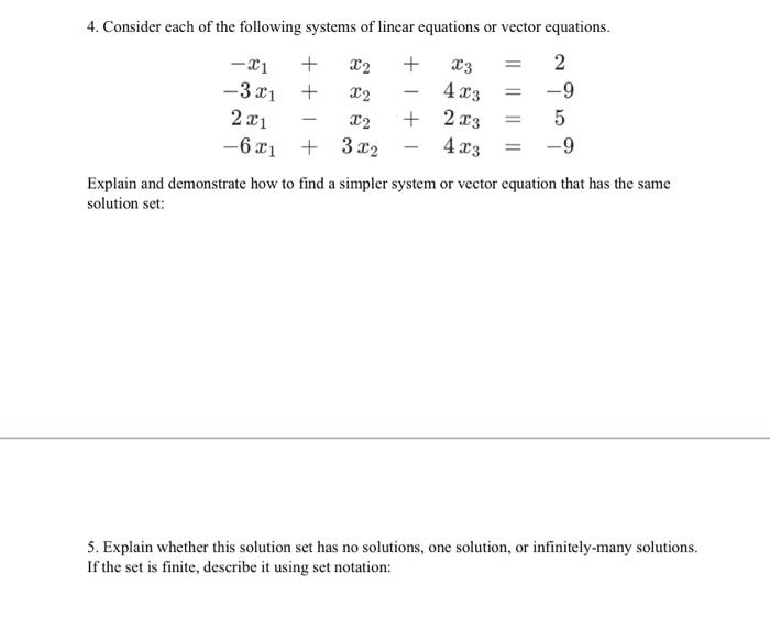 Solved 4. Consider each of the following systems of linear | Chegg.com