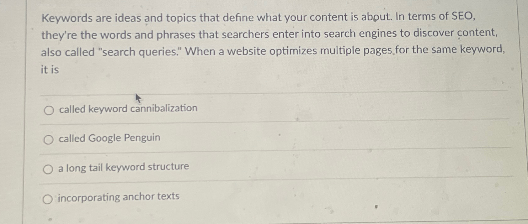 Solved Keywords are ideas and topics that define what your | Chegg.com