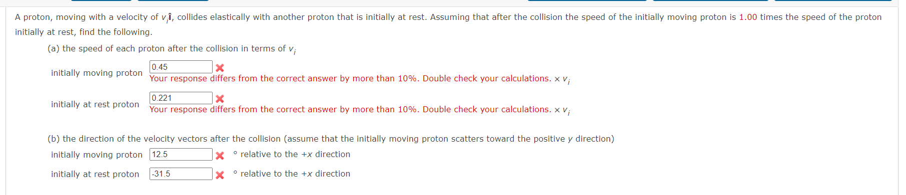 Solved A proton, moving with a velocity of vihat(l), | Chegg.com