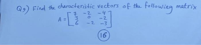 Solved Q9) Find the characteristic vectors of the following | Chegg.com