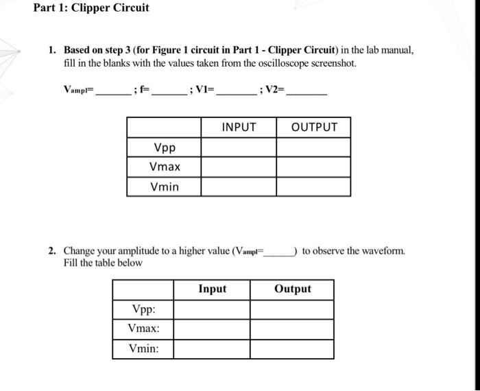 Solved 1. Build the clipper circuit given in Figure 1. | Chegg.com