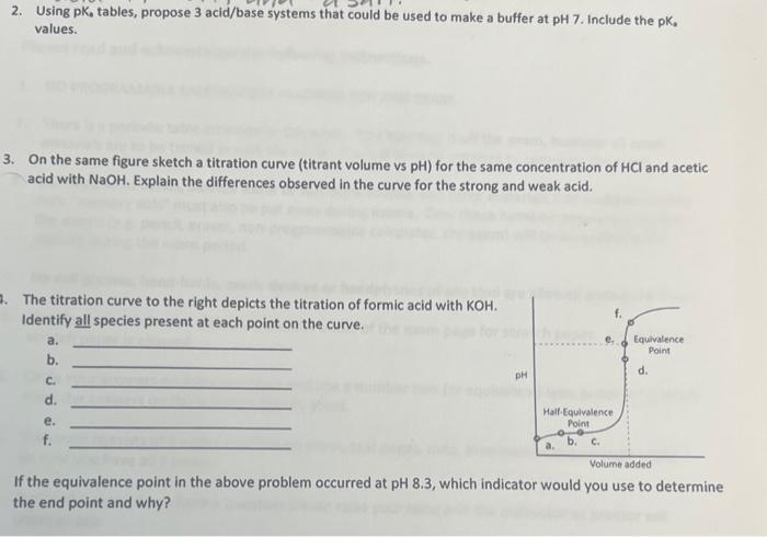 Solved 2. Using pK, tables, propose 3 acid/base systems that | Chegg.com