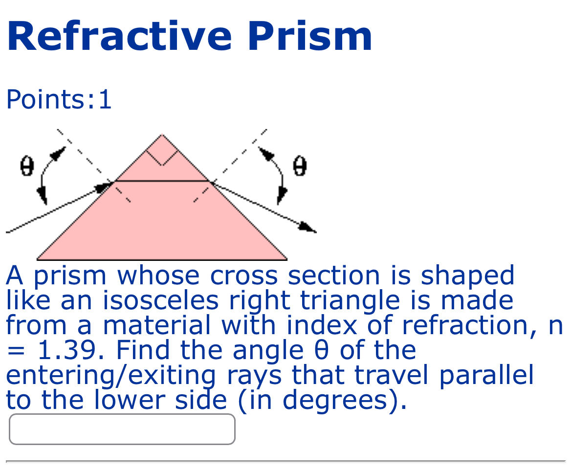 Refractive PrismA prism wnose cross section is shaped | Chegg.com
