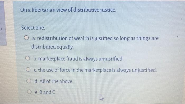 On a libertarian view of distributive justice: Select | Chegg.com