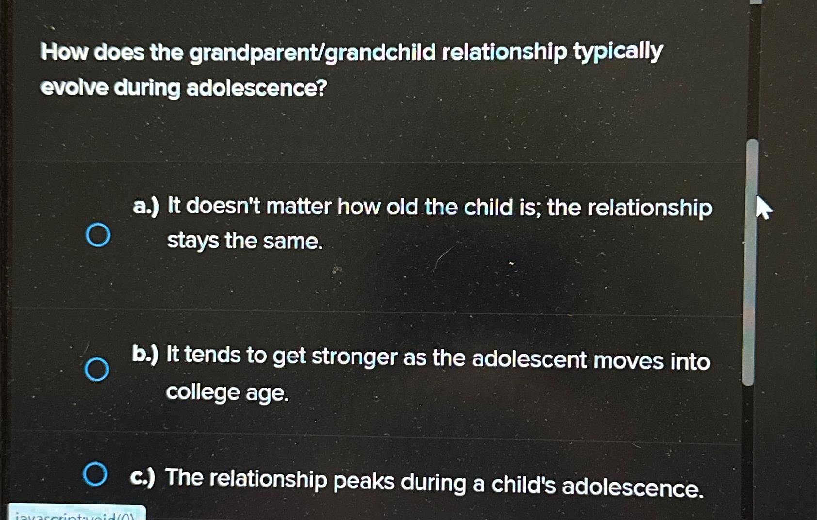Solved How does the grandparent/grandchild relationship | Chegg.com