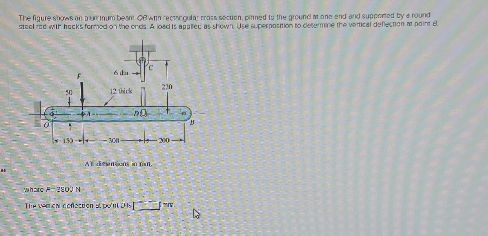 Solved The figure shows an aluminum beam OB ﻿with | Chegg.com