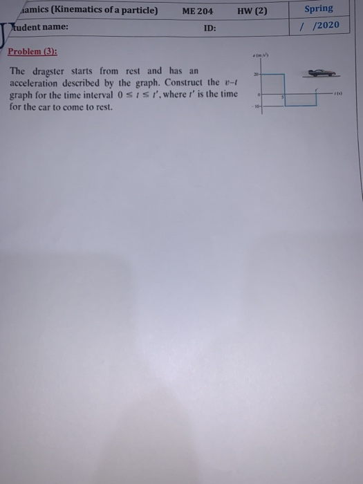 Solved HW (2) Dynamics (Kinematics of a particle) Student | Chegg.com